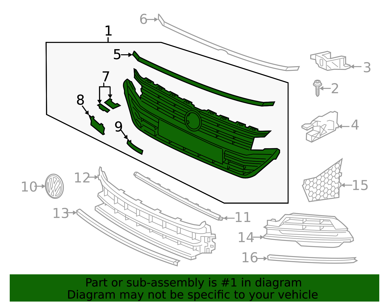 2019-2020 Volkswagen Arteon Grille Assembly 3G8-853-651-AA-ZLL | OEM ...