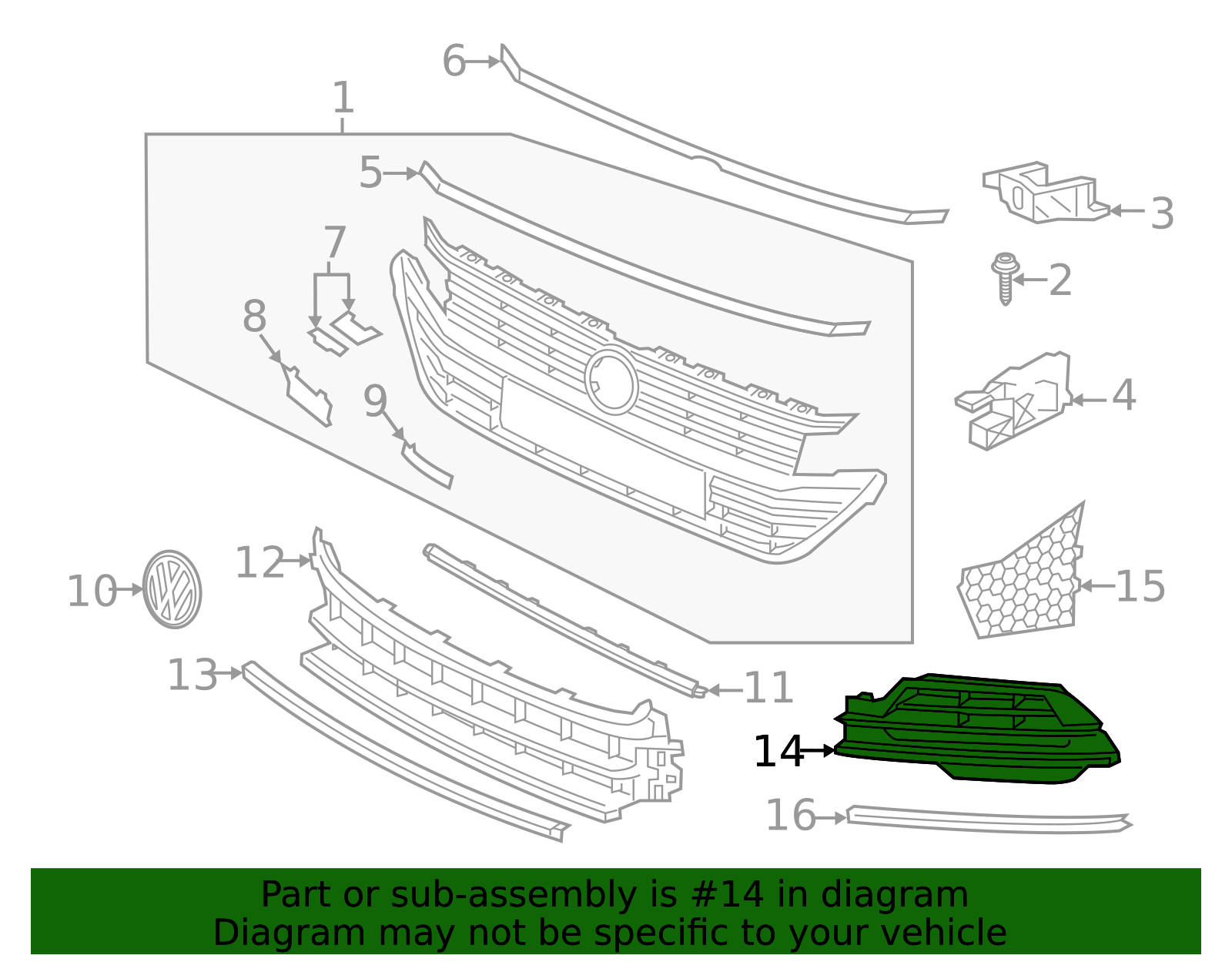 3G8-853-665-9B9 - Outer Grille 2019-2020 Volkswagen Arteon | Wolfsburg ...