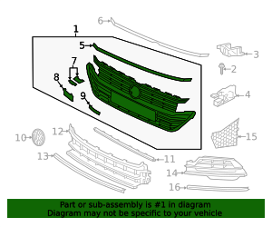 2019-2020 Volkswagen Arteon Grille Assembly 3G8-853-651-AA-ZLL | OEM ...