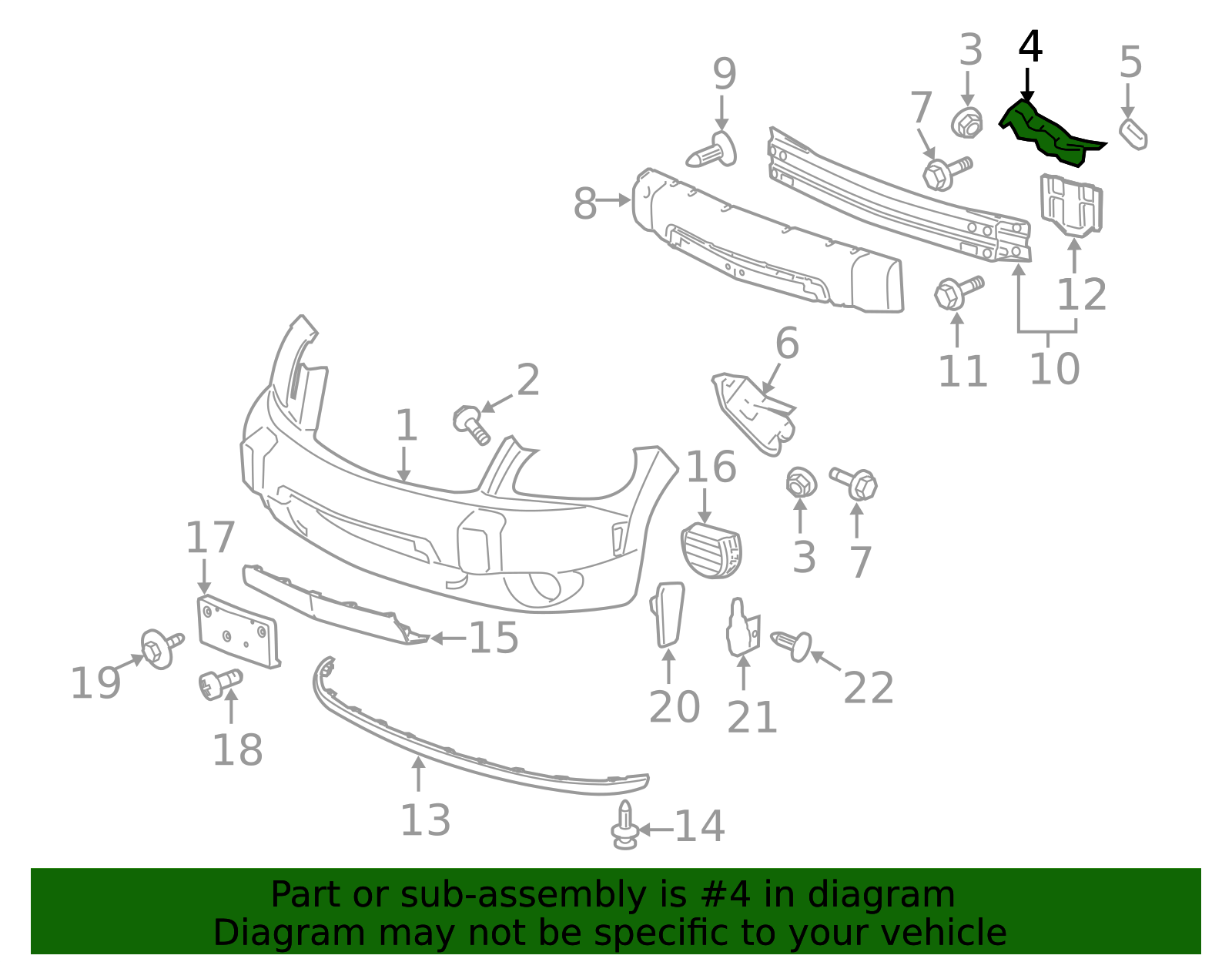 2006-2011 Chevrolet HHR Front Driver Side Bumper Fascia Brace 15827789 ...
