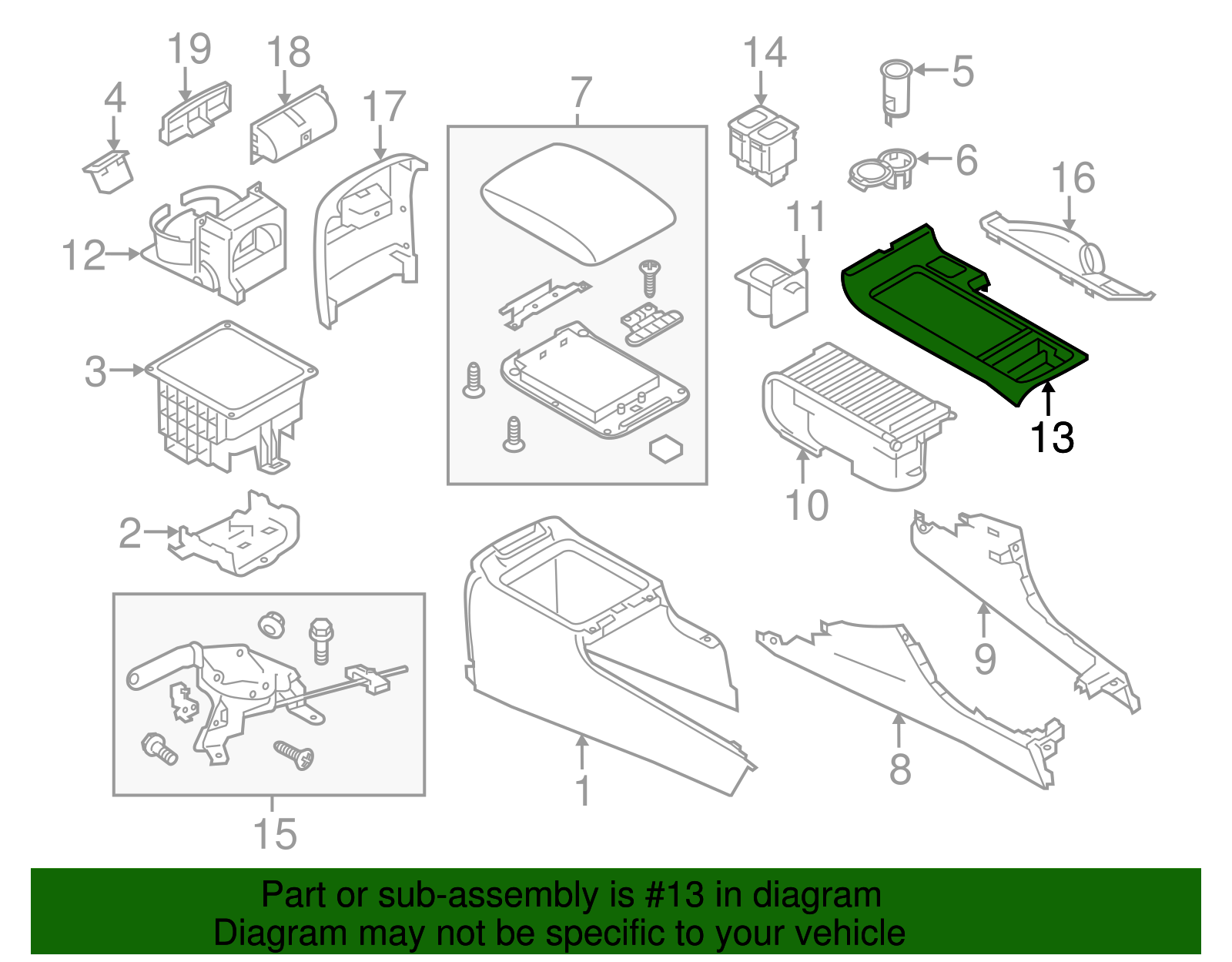 92136FG110VH - 2015-2021 Subaru WRX STI - Console Panel | Subaru Parts HQ