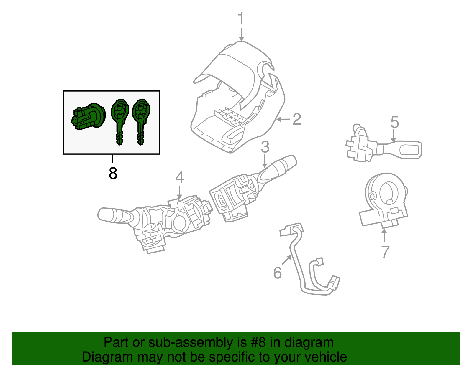 69057-02580 - Ignition Lock Cylinder - 2011-2013 Toyota Corolla | Nucar ...