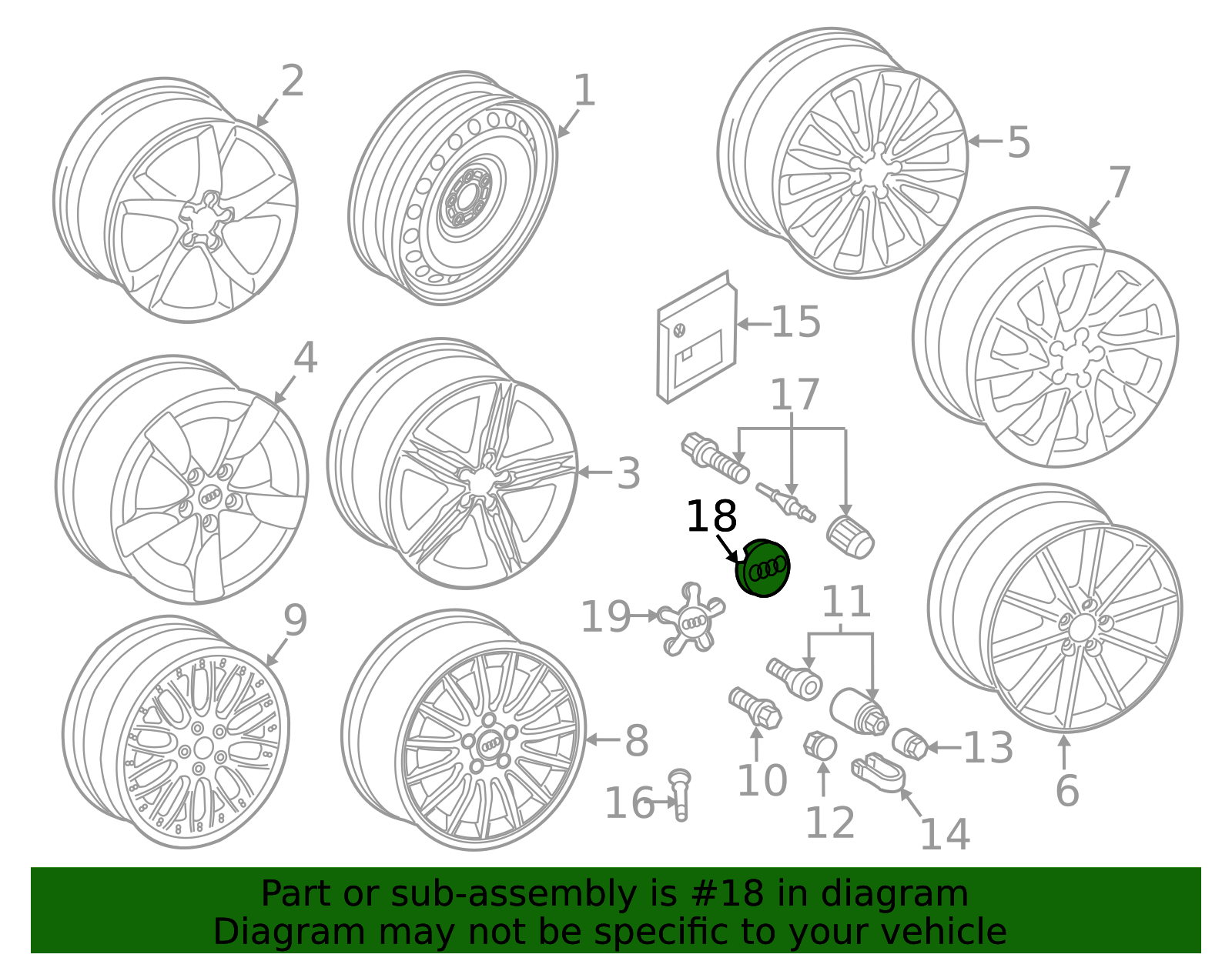 Audi Wheel Cap 8T0601170AAX1 | AutoNation Parts