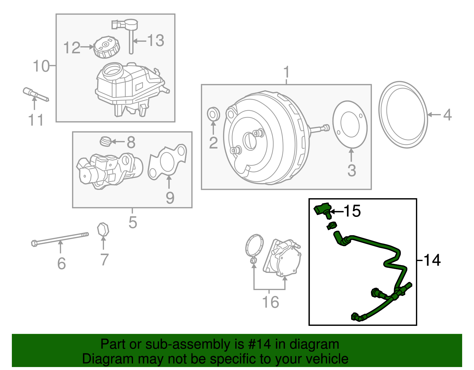 2016-2019 Buick Cascada Power Brake Booster Vacuum Pipe Assembly ...