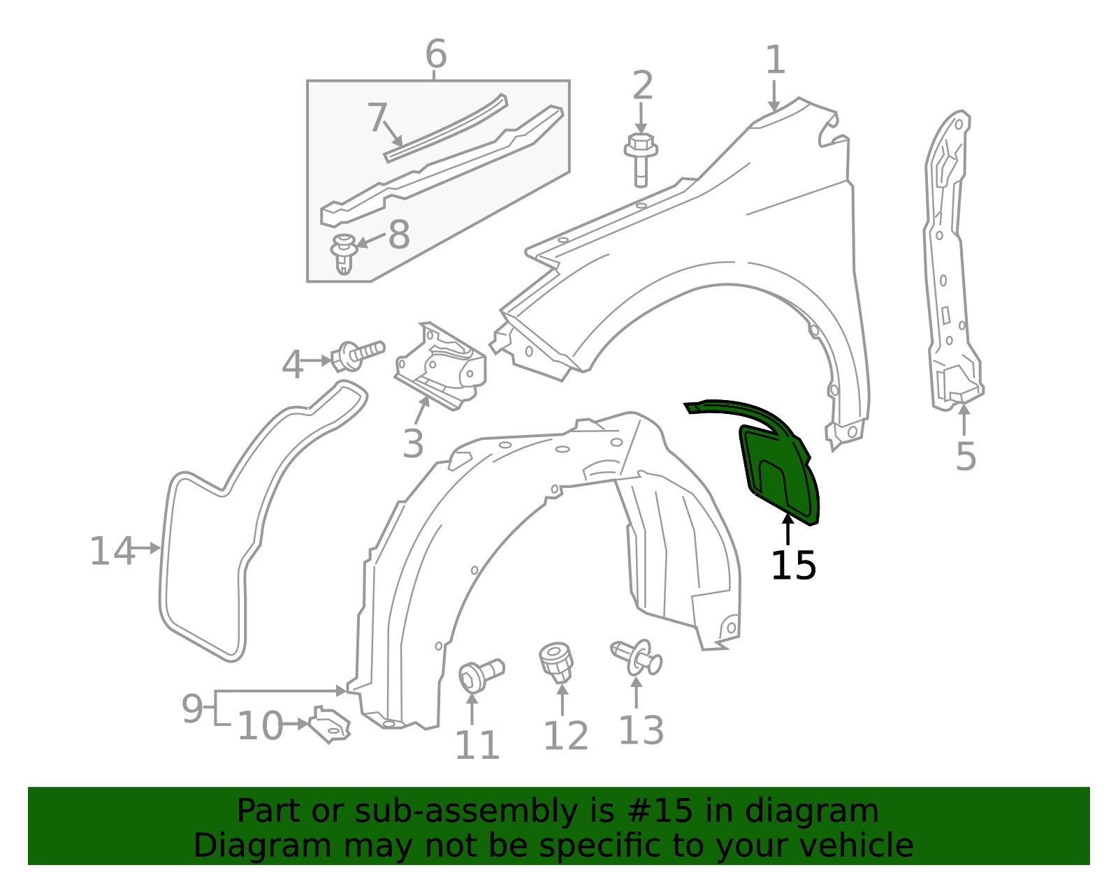 2012-2015 Toyota Fender Liner Seal 53885-06030 | Toyota Parts Center