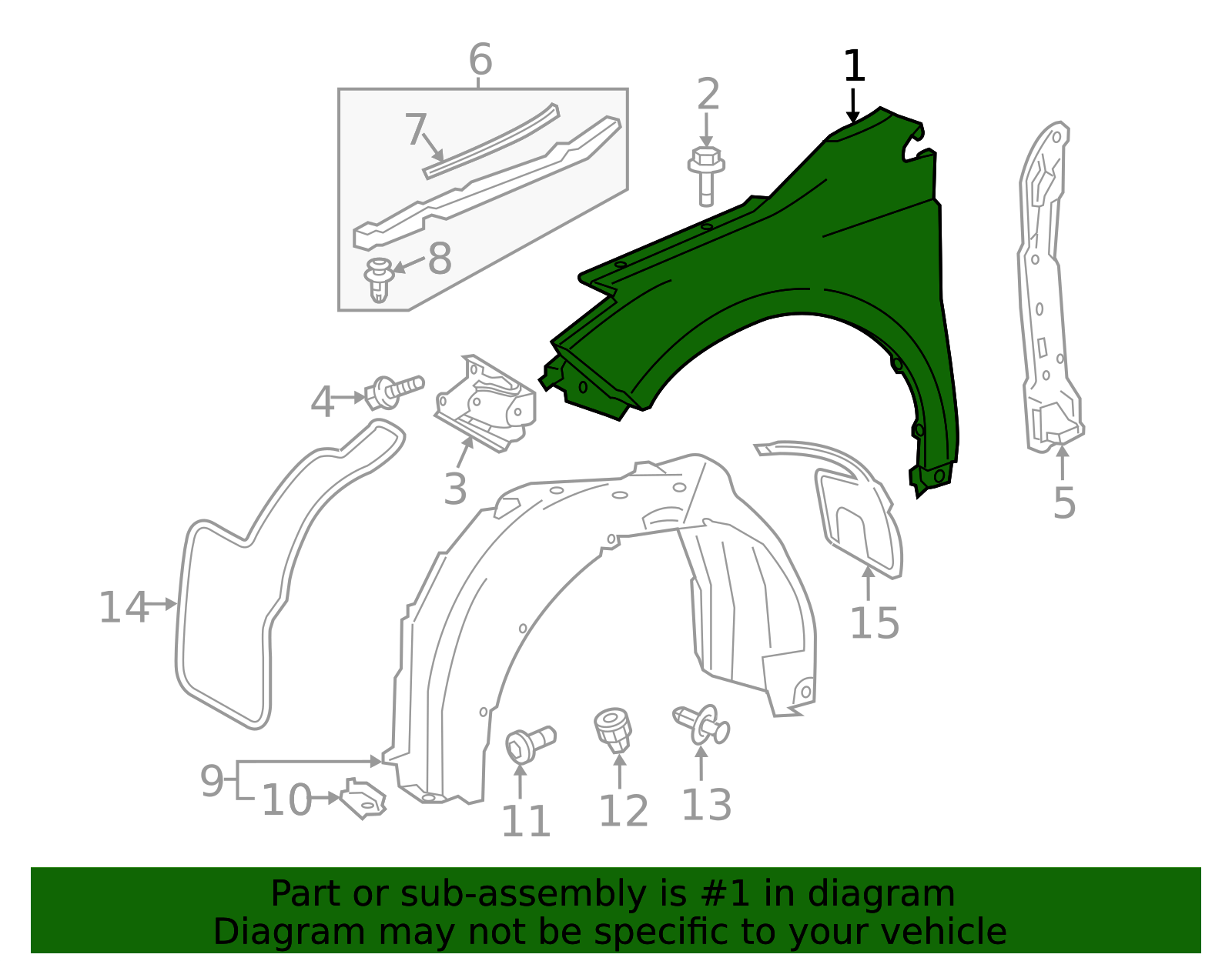 2013-2018 Toyota Avalon Fender 53812-07080 | Toyota Parts Center