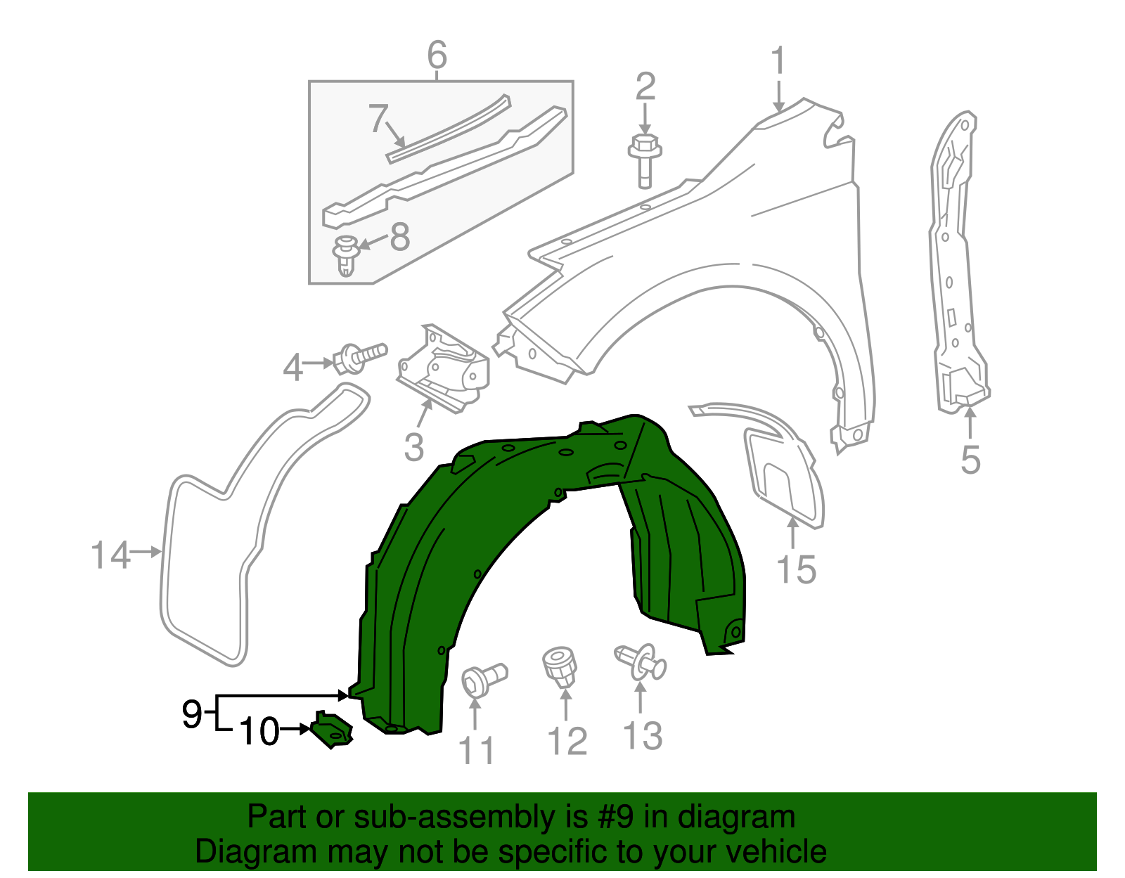 53875-07020 - Fender Liner 2013-2018 Toyota Avalon | Bam Wholesale Parts