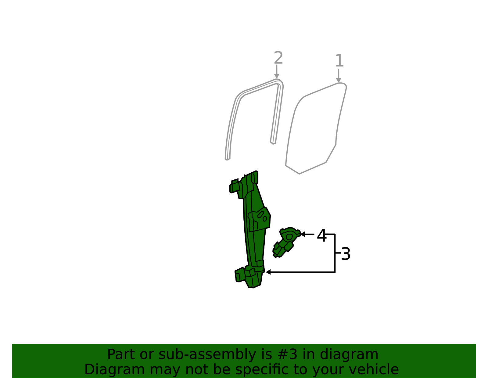 2007-2013 GM Rear Driver Side Power Window Regulator and Motor Assembly ...