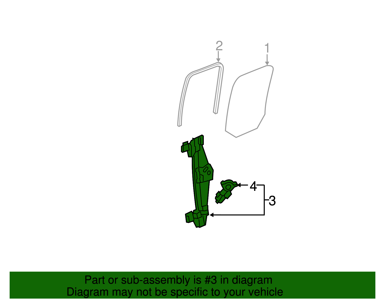 2007-2013 GM Rear Passenger Side Power Window Regulator and Motor ...