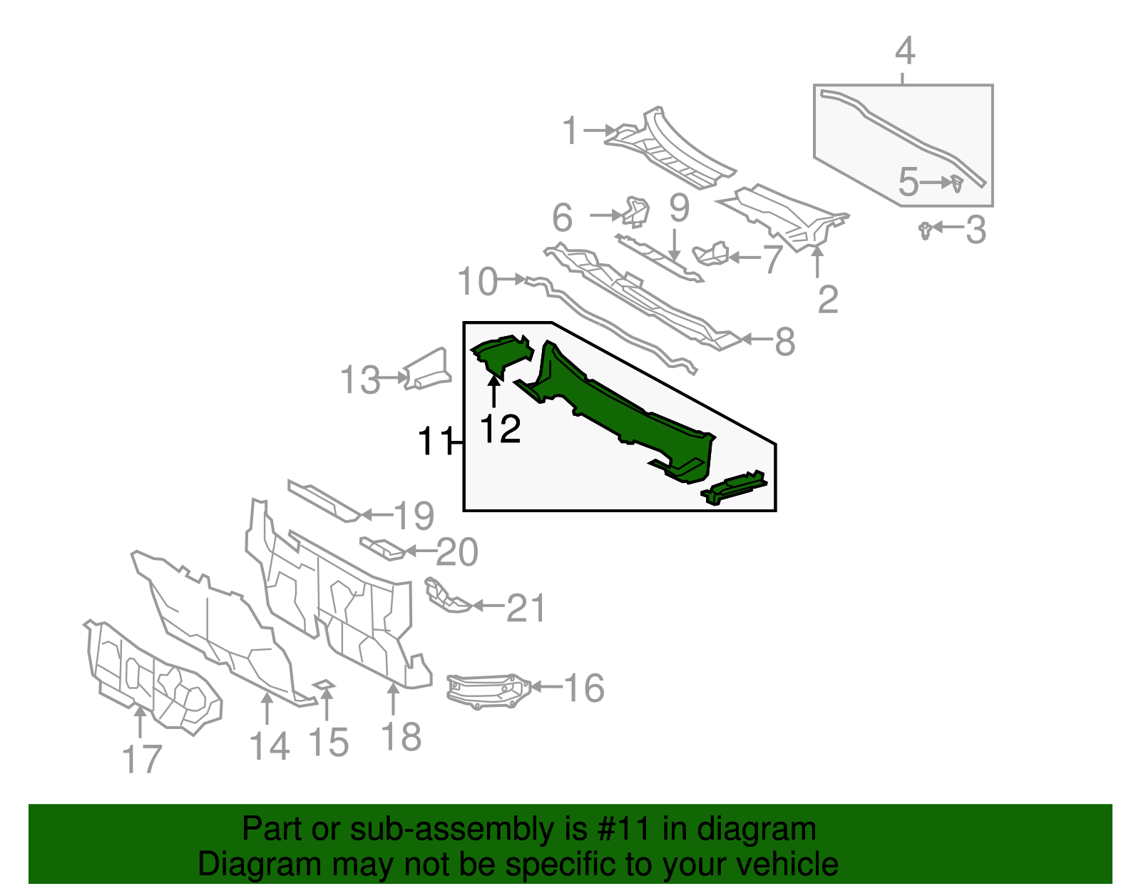 2009-2013 Toyota Corolla Cowl Panel 55700-02410 | Toyota Parts Center