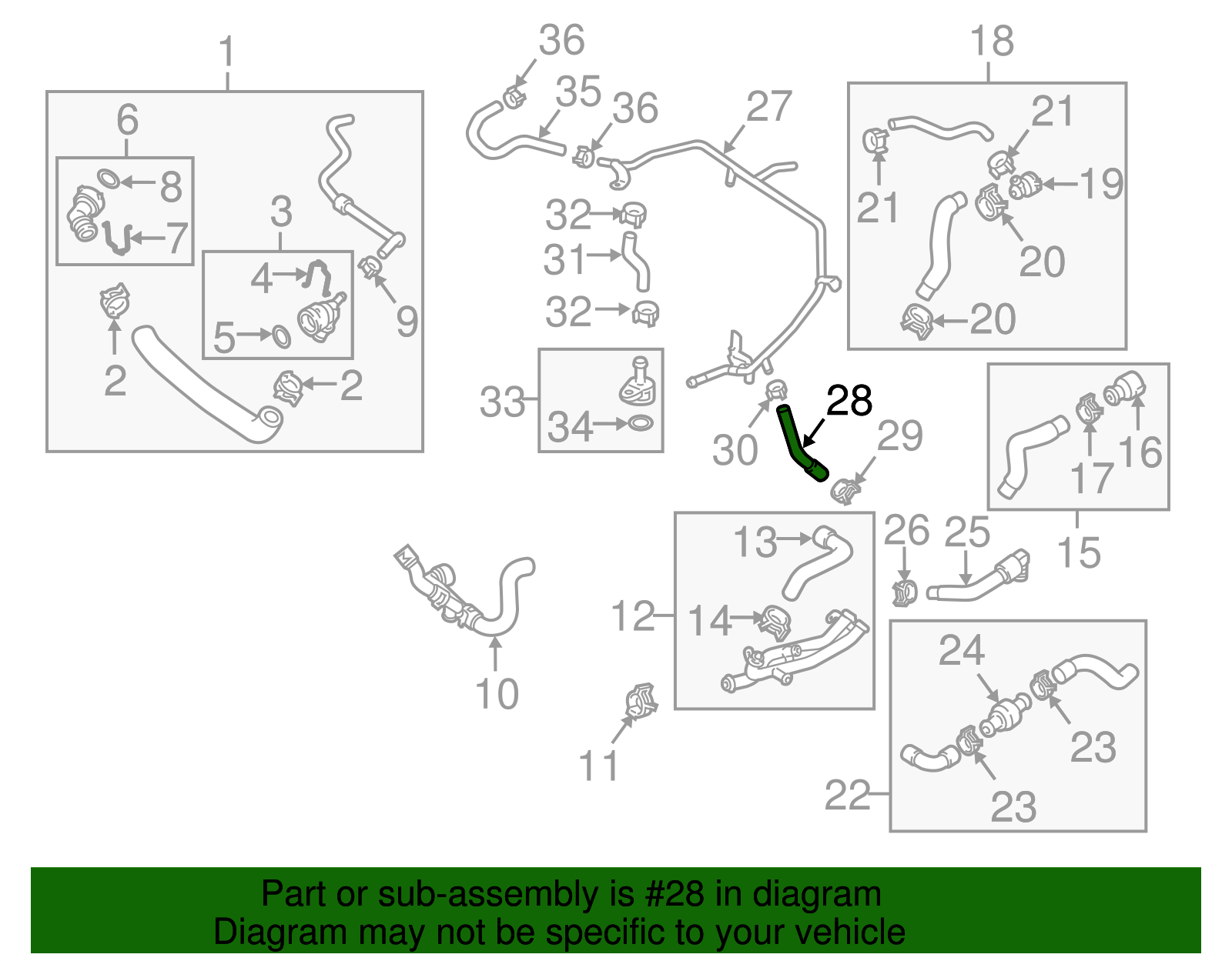 2013-2024 Volkswagen Engine Coolant Hose 06K-121-049 | VW Direct Auto Parts