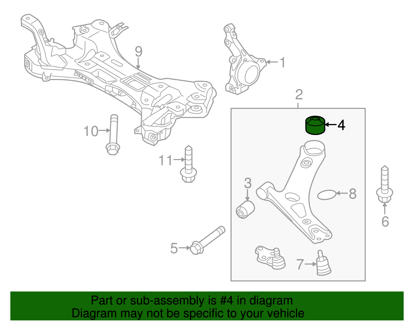 2010-2017 Kia Lower Control Arm Front Bushing 54584-2K000 | TascaParts.com