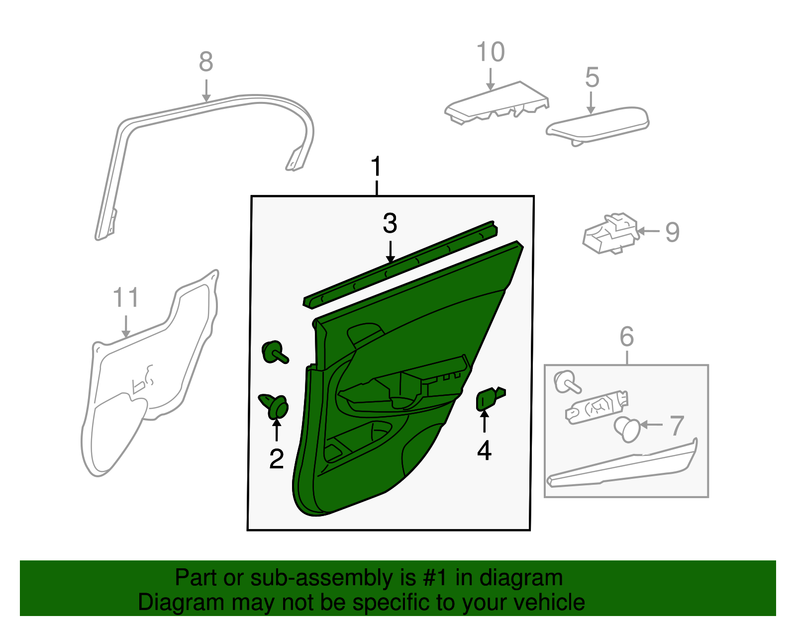 83752-TA5-A63ZB - 2008-2010 Honda Accord - Lining L Rear Door (Lower ...