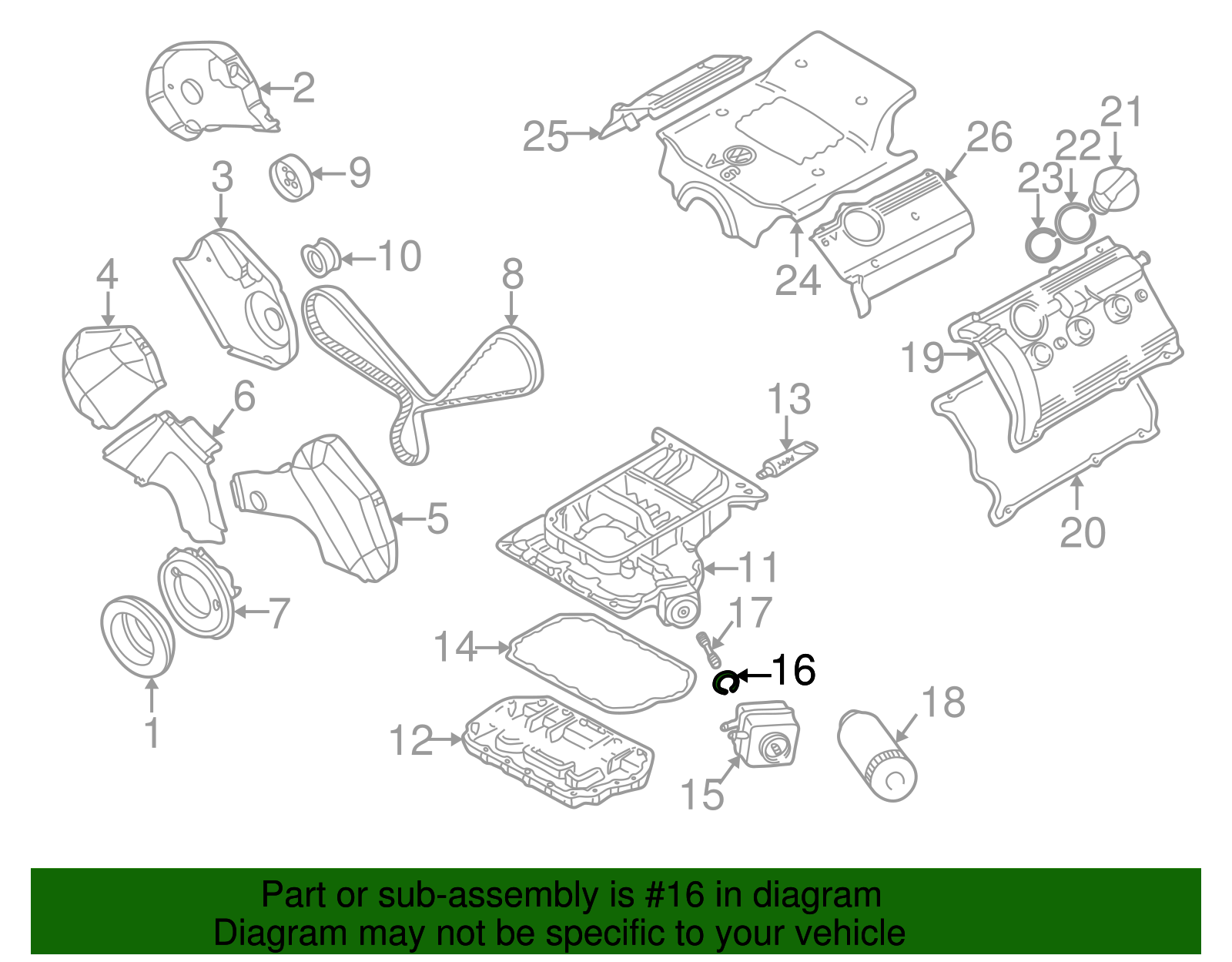2001-2011 Volkswagen Engine Oil Cooler Gasket 028-117-070-B | vwpartscenter