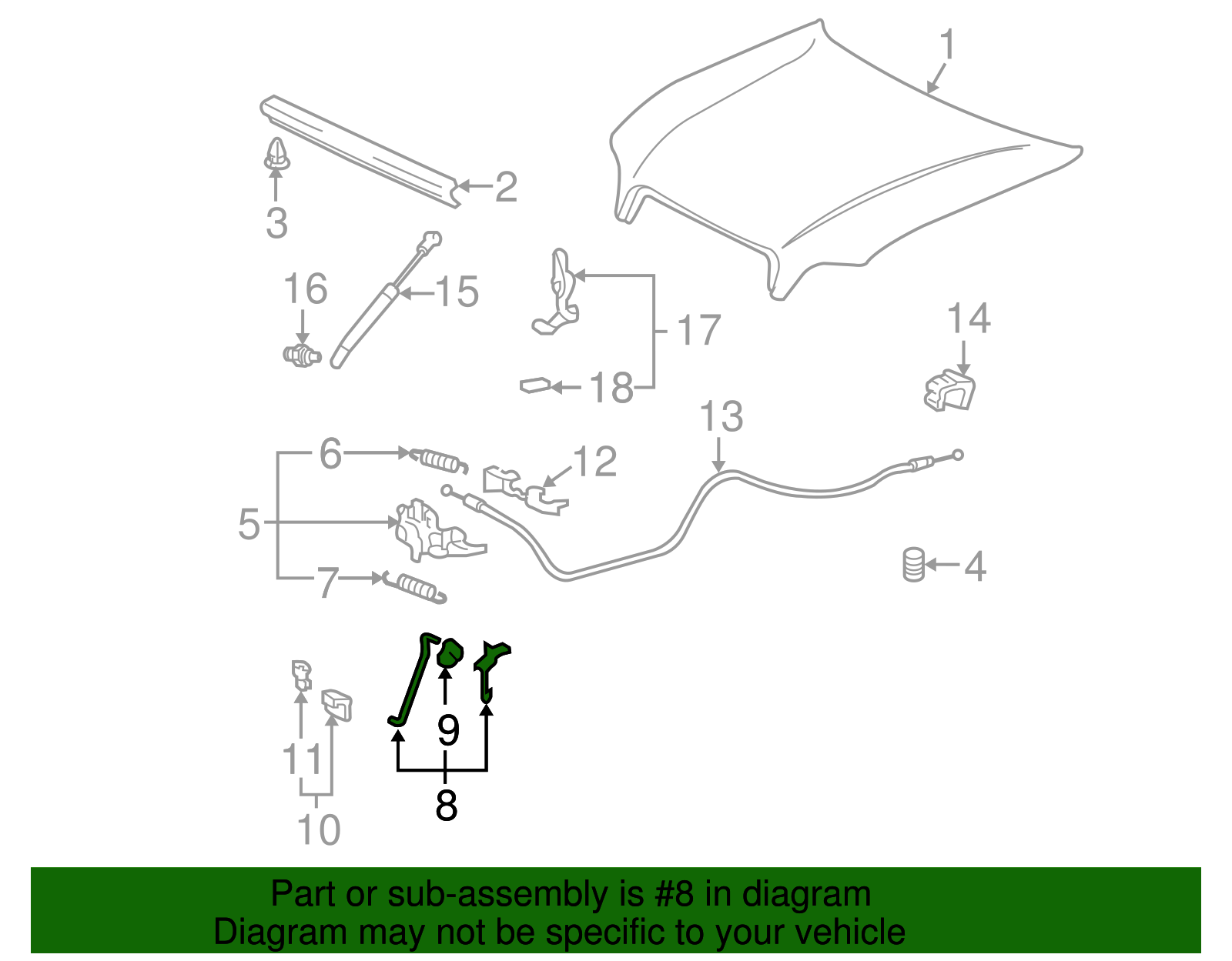 2005-2007 Toyota Sequoia Hood Safety Catch 53550-0C030 | OEM Parts Online