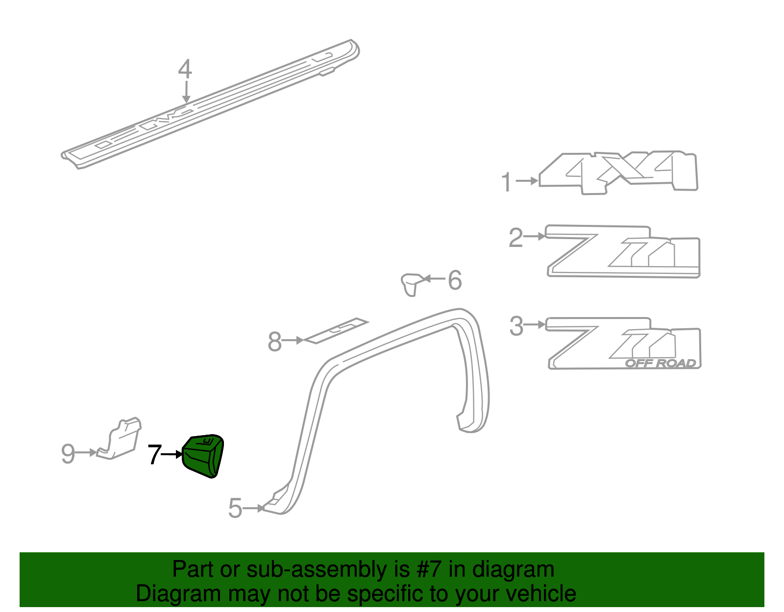 2014-2019 GMC Anthracite Rear Driver Side Tire Front Air Deflector ...
