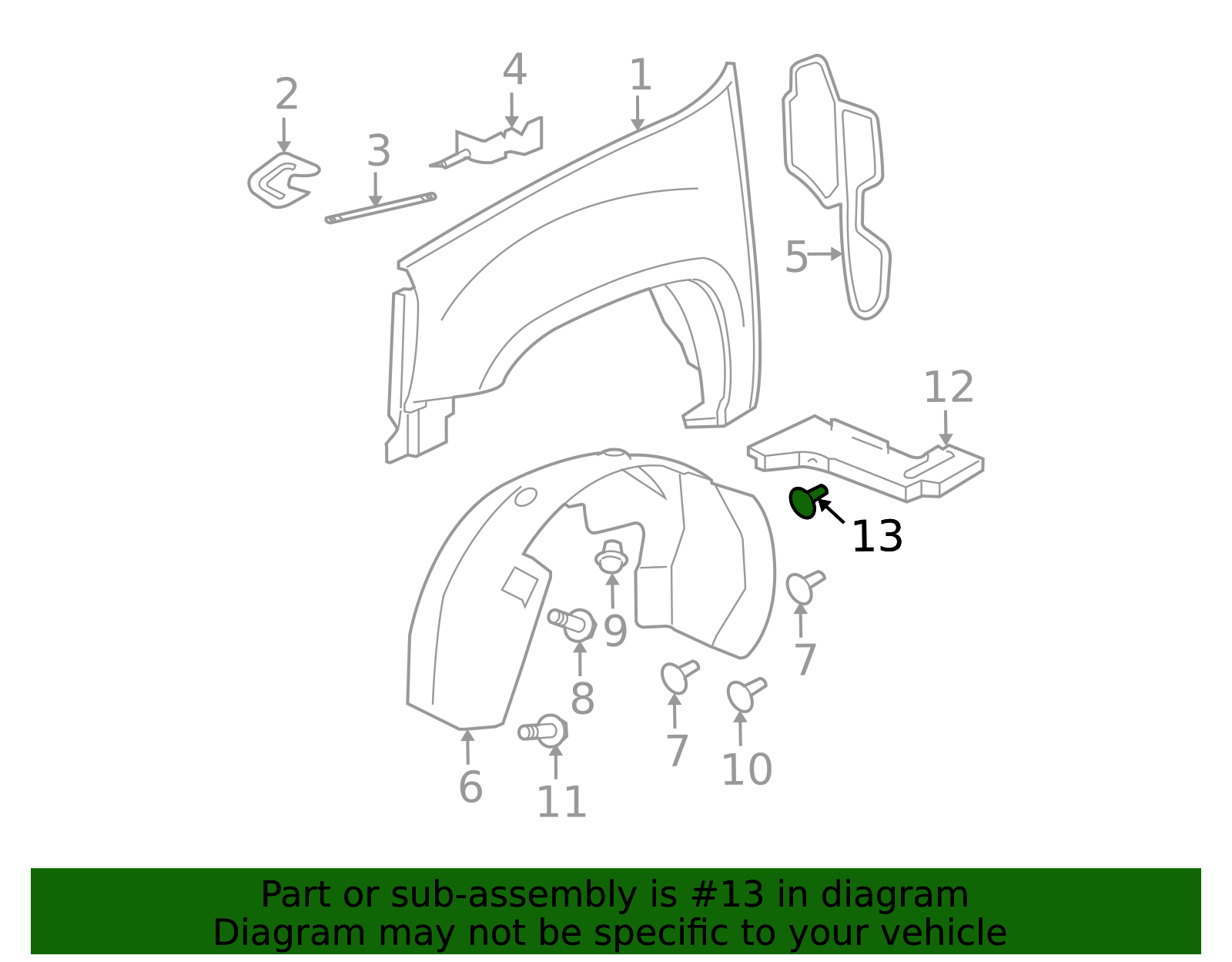 2007-2014 GM Fender Liner Retainer 11562024 | Chevy Parts Pros