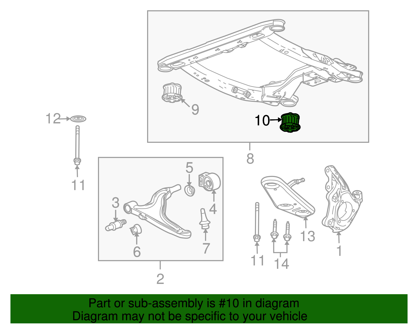 15870839 - Drivetrain and Front Suspension Frame Rear Insulator 2010 ...