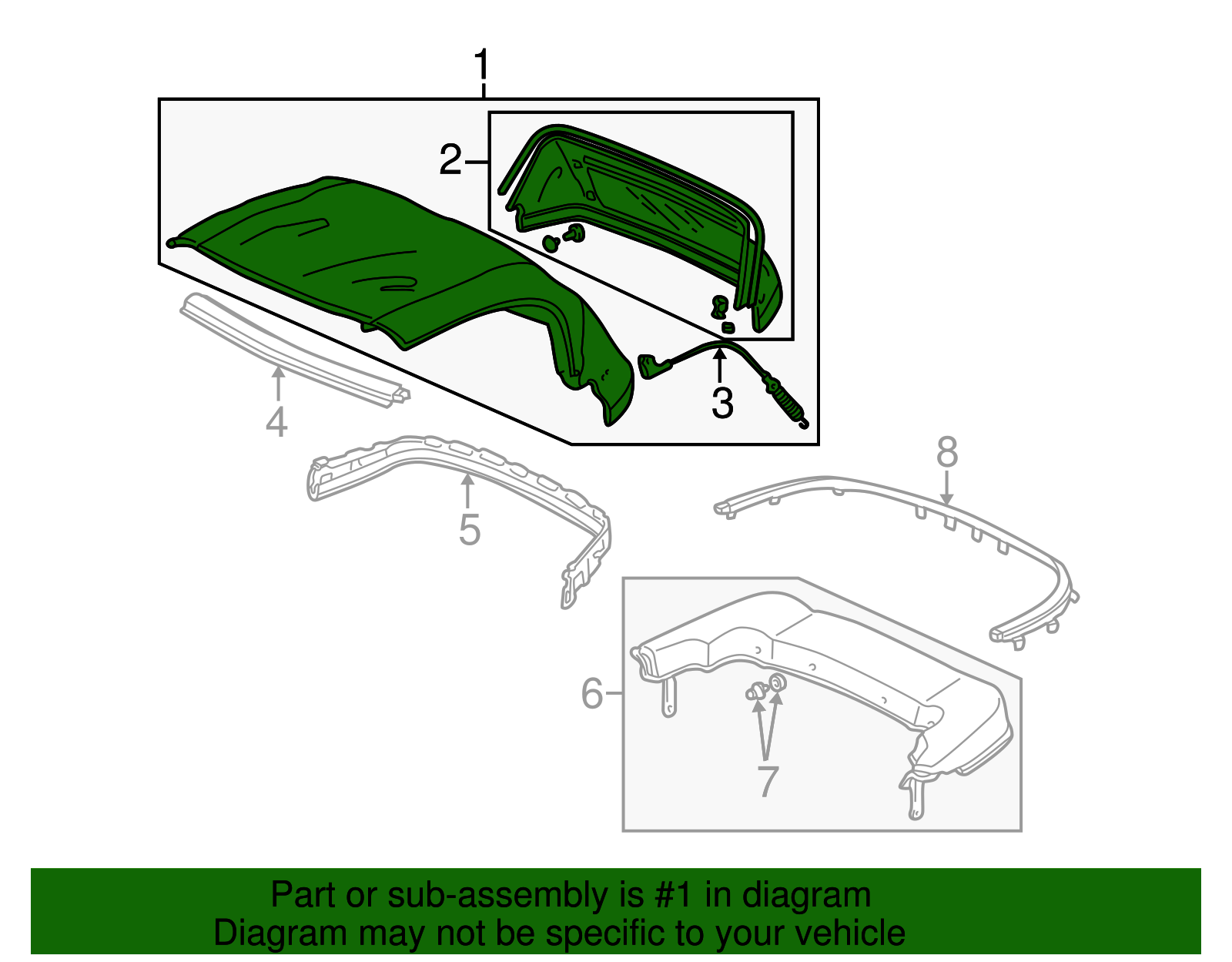 OEM 2002-2009 Honda S2000 Convertible Top 86310-S2A-J05ZA | Honda ...