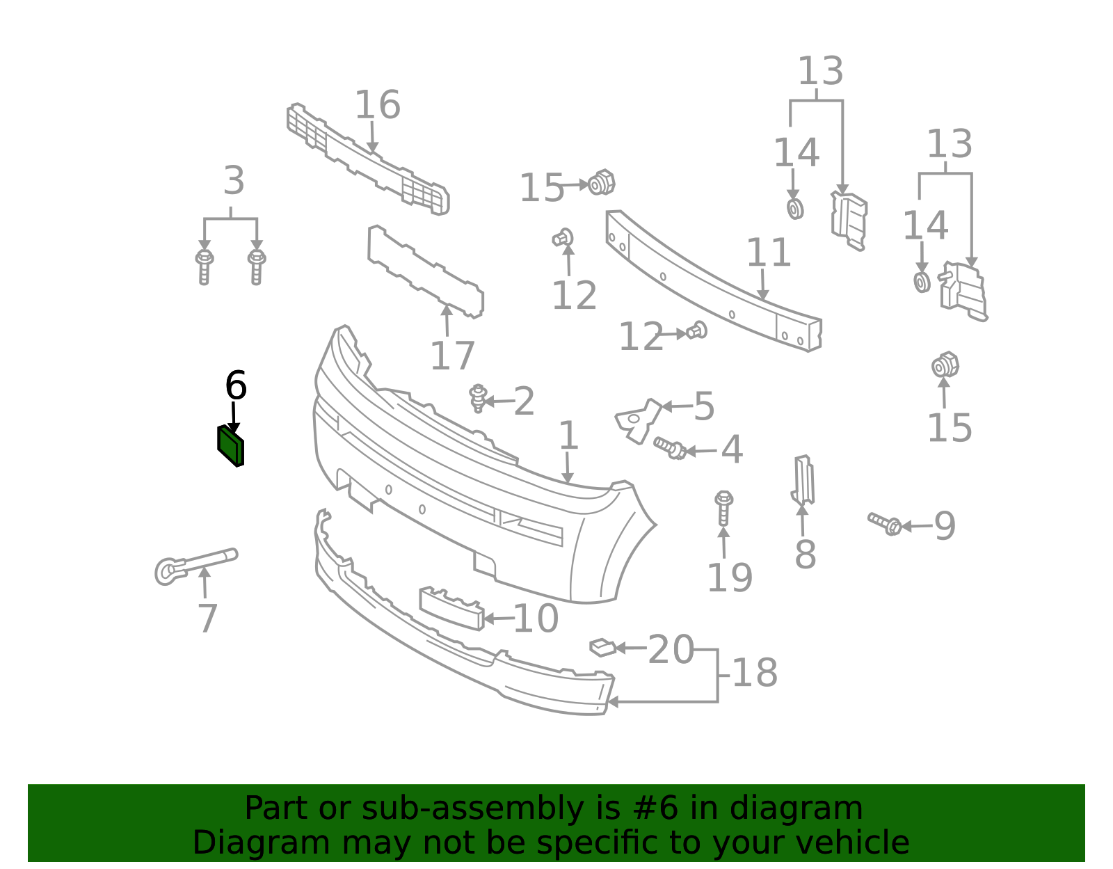 2004-2006 Scion xB Bumper Cover Lower Bracket 52133-52051 | MotorMotor