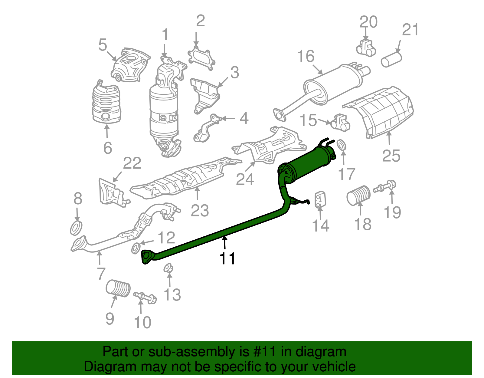 18220-SNA-A11 - Intermediate Pipe 2006-2011 Honda Civic | Honda Parts ...
