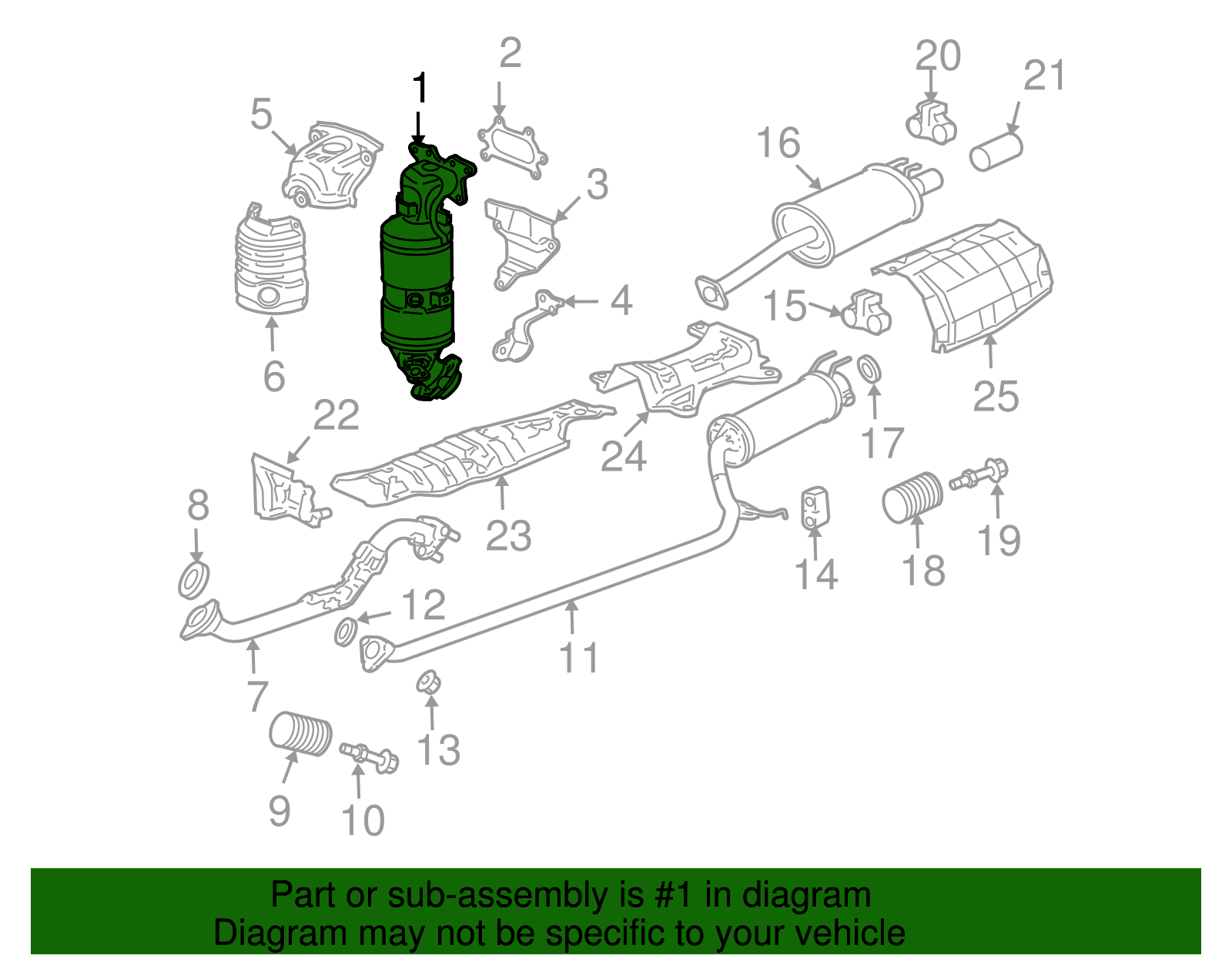 18160-RNA-A00 - Catalytic Converter 2006-2011 Honda Civic | Honda Parts ...