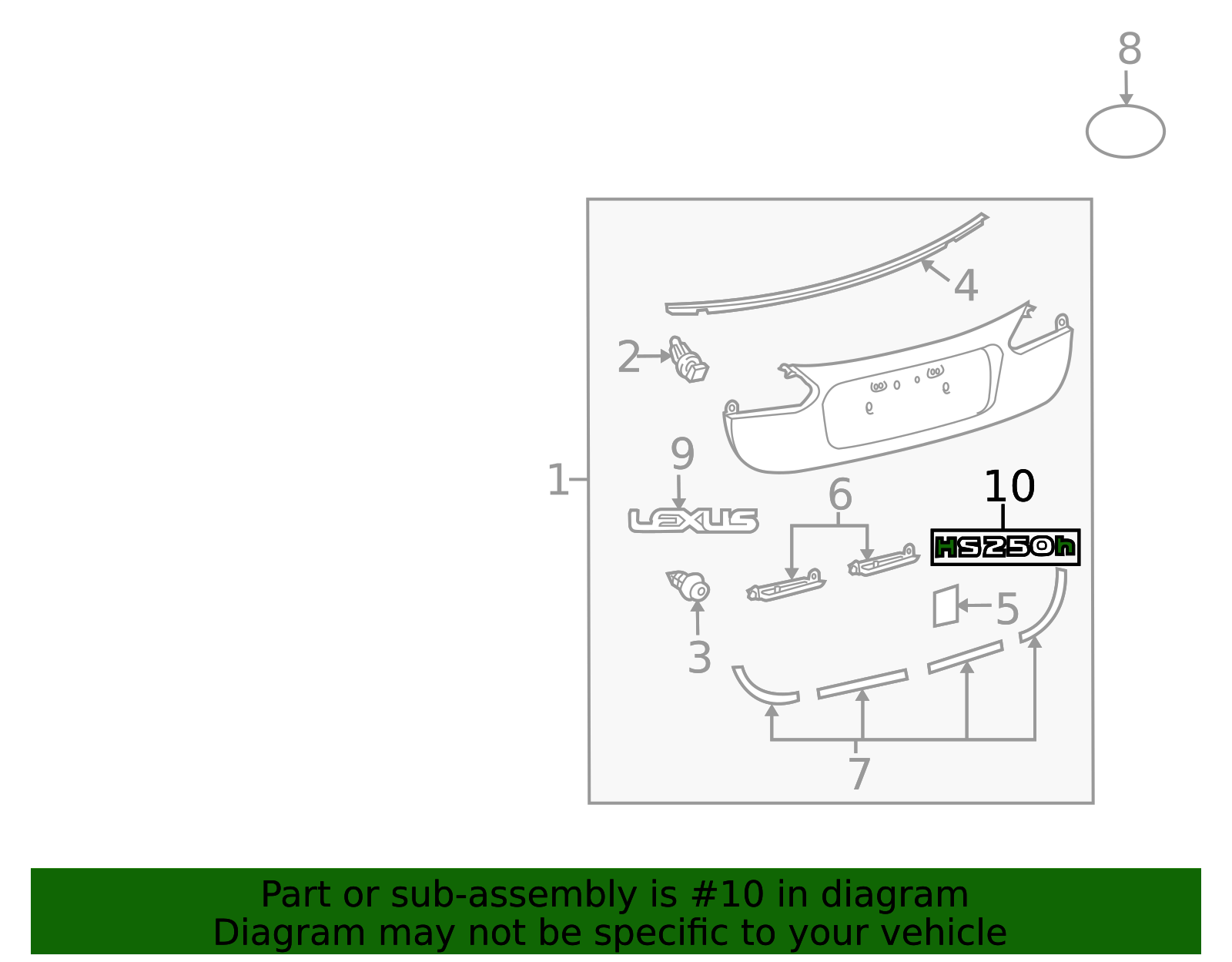 2010-2012 Lexus HS250h Deck Lid Emblem 75442-75020 | OEM Parts Online