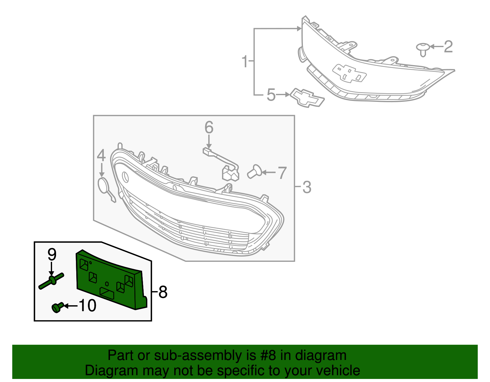 2017-2021 Chevrolet Bolt EV Front License Plate Bracket Attachment ...