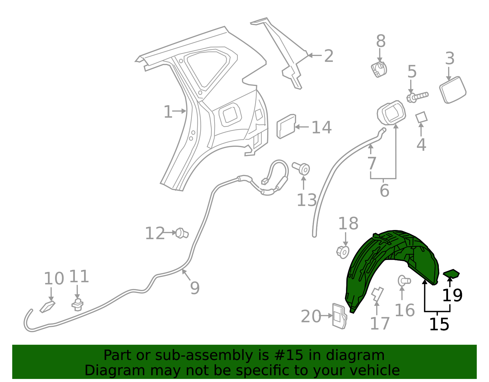 74590-TLA-A50 - 2017-2022 Honda CR-V - Fender Assembly L Rear (Inner ...