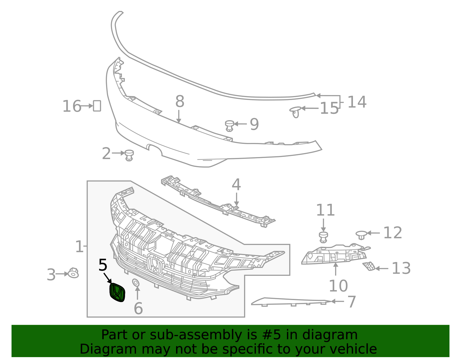 75700-TF0-901 - Grille Emblem 2012-2025 Honda Civic | Honda Parts Online