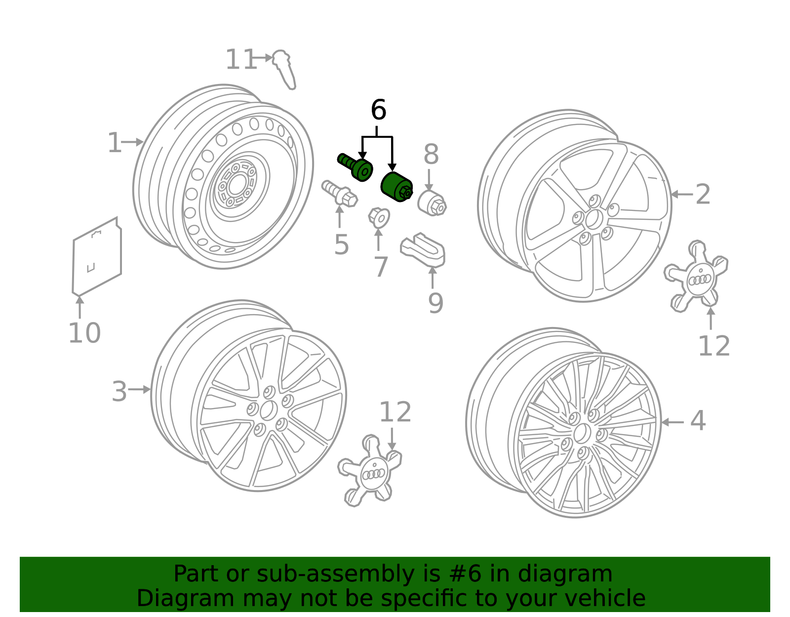 4F0-698-139-C-806 - Wheel Bolt 2013-2025 Audi | Audi OEM Parts Guy