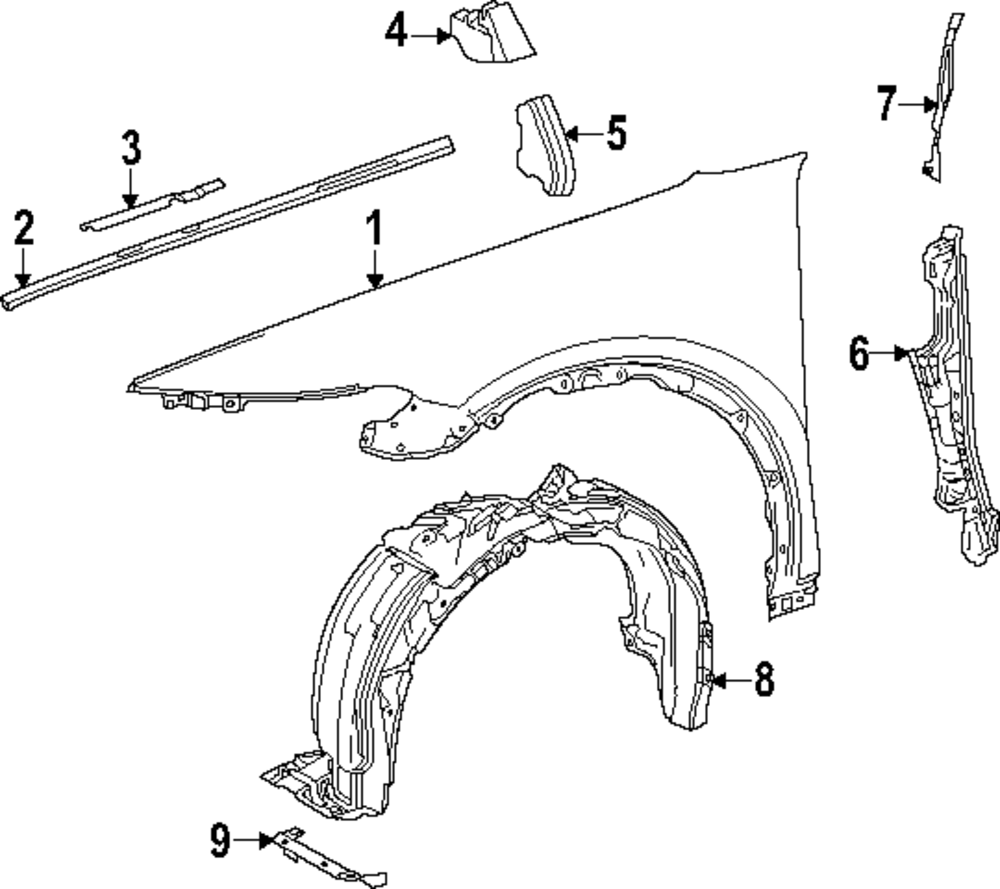 2023-2025 Toyota Crown Fender Liner - PASSENGER SIDE 53875-30320 ...
