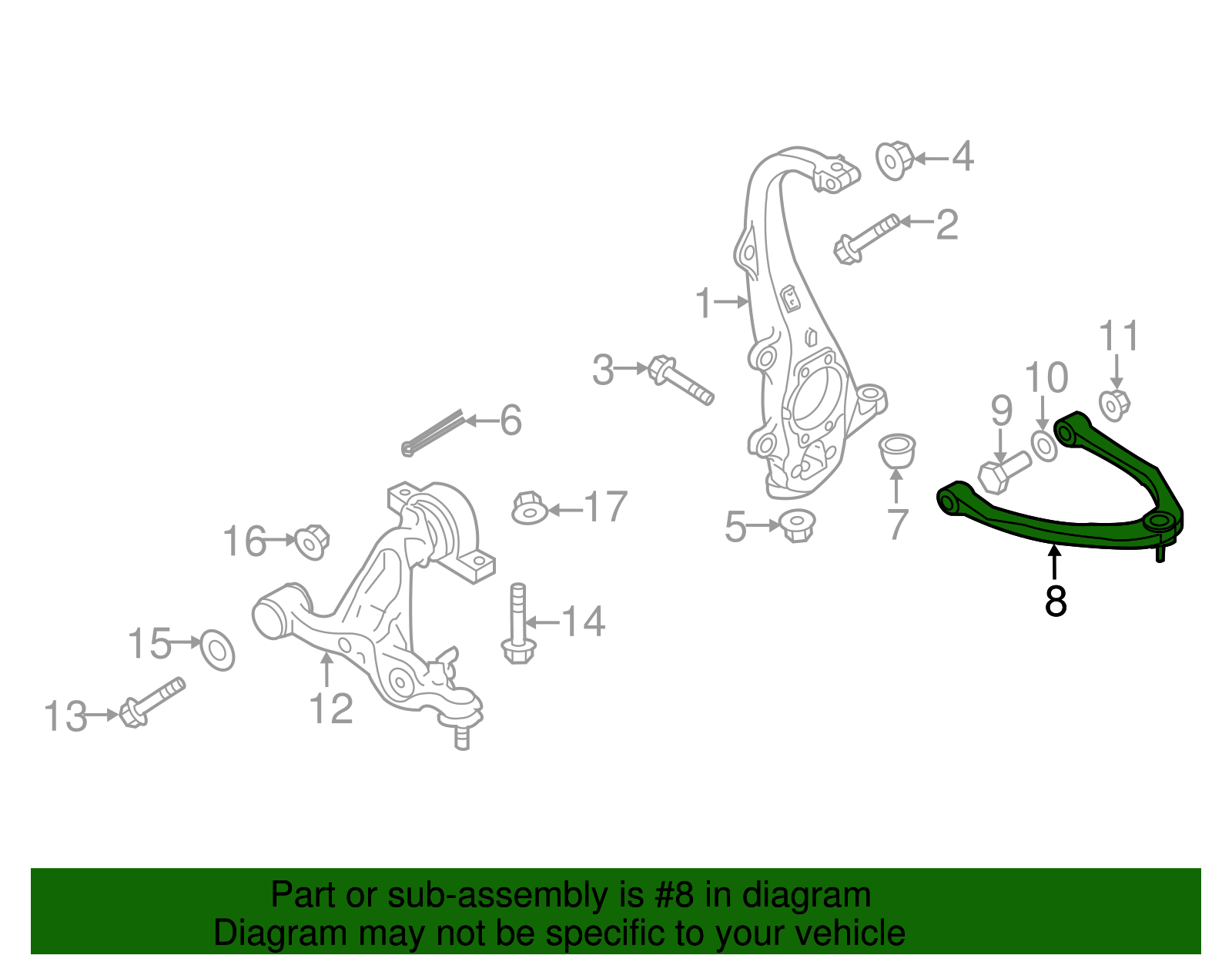 54525-1MA0A (545251ma0a) - 2011-2019 Infiniti Upper Control Arm ...