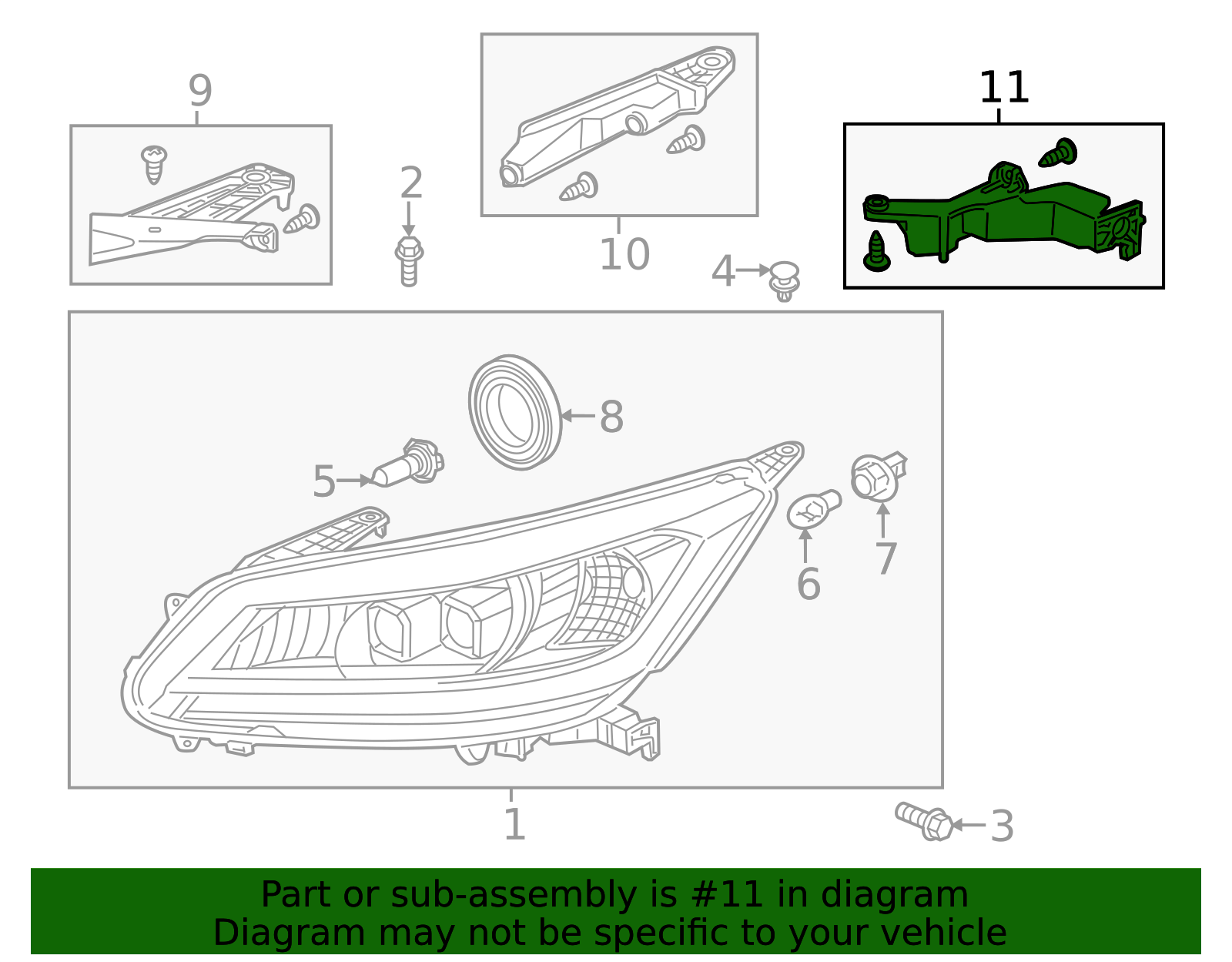 06100-T2A-A21 - Bracket Kit R Headlight Mounting (C) - 2013-2015 Honda ...