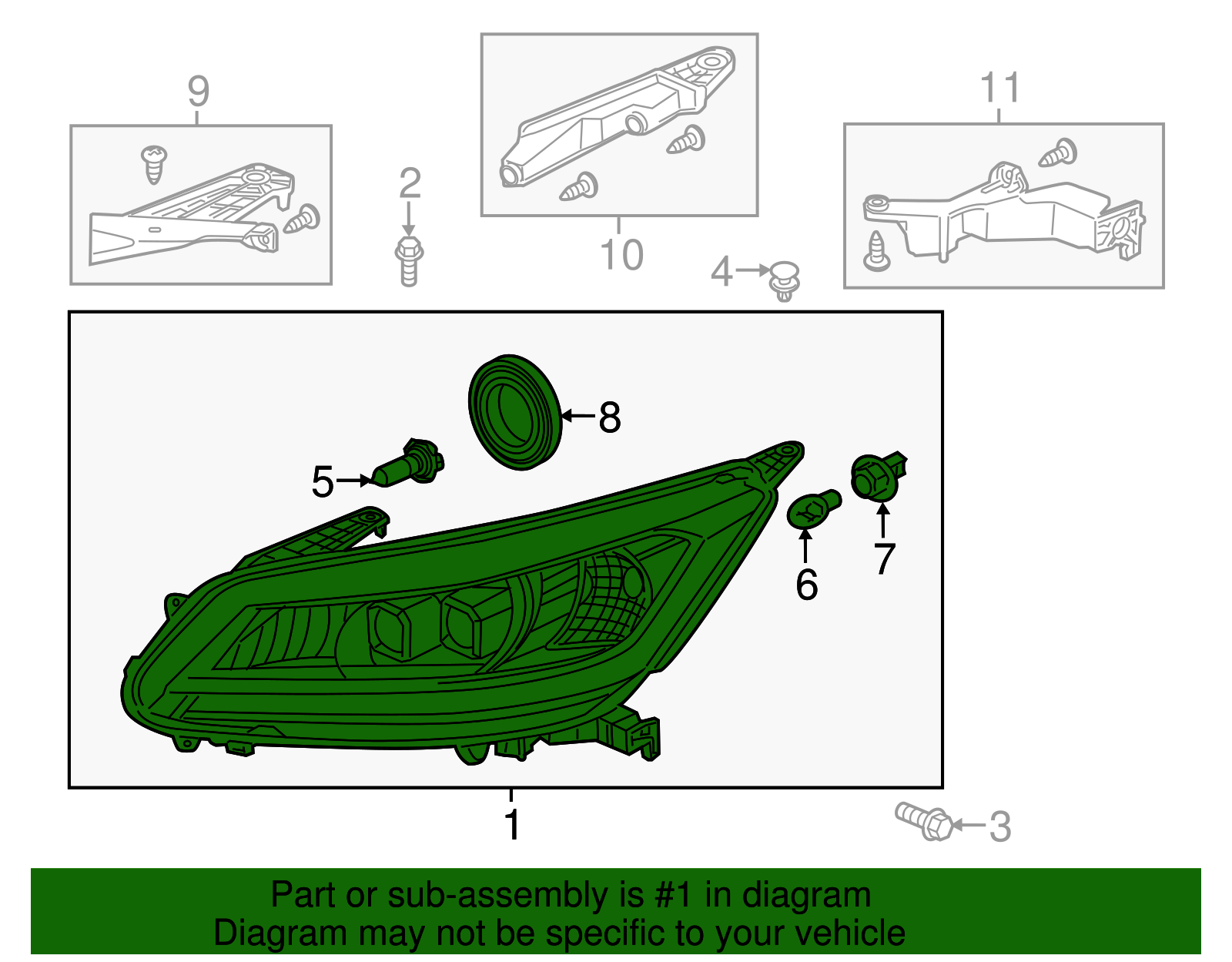 33150-T3L-A01 - Headlight Assembly 2013-2015 Honda Accord | Honda Parts ...