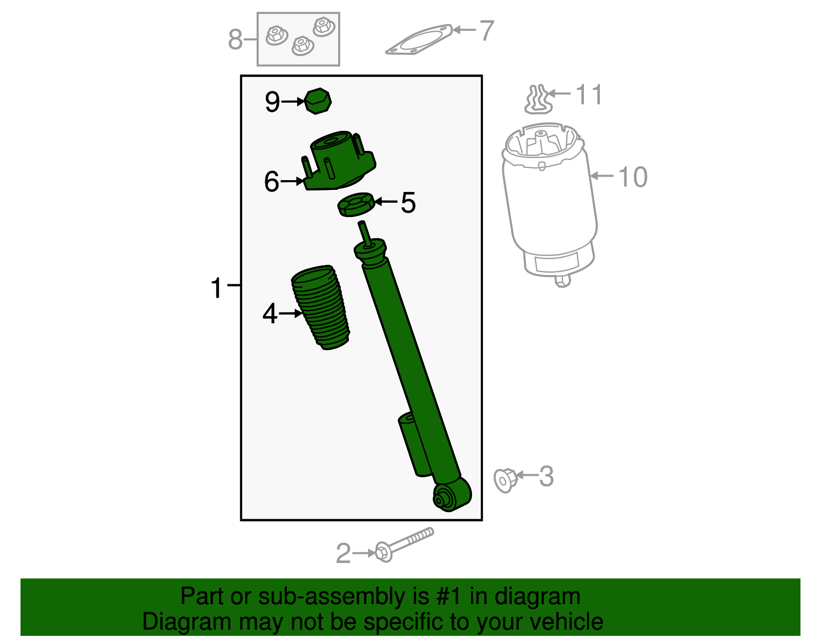 LR047132 - Shock Assembly - 2014-2020 Land Rover Range Rover Sport ...