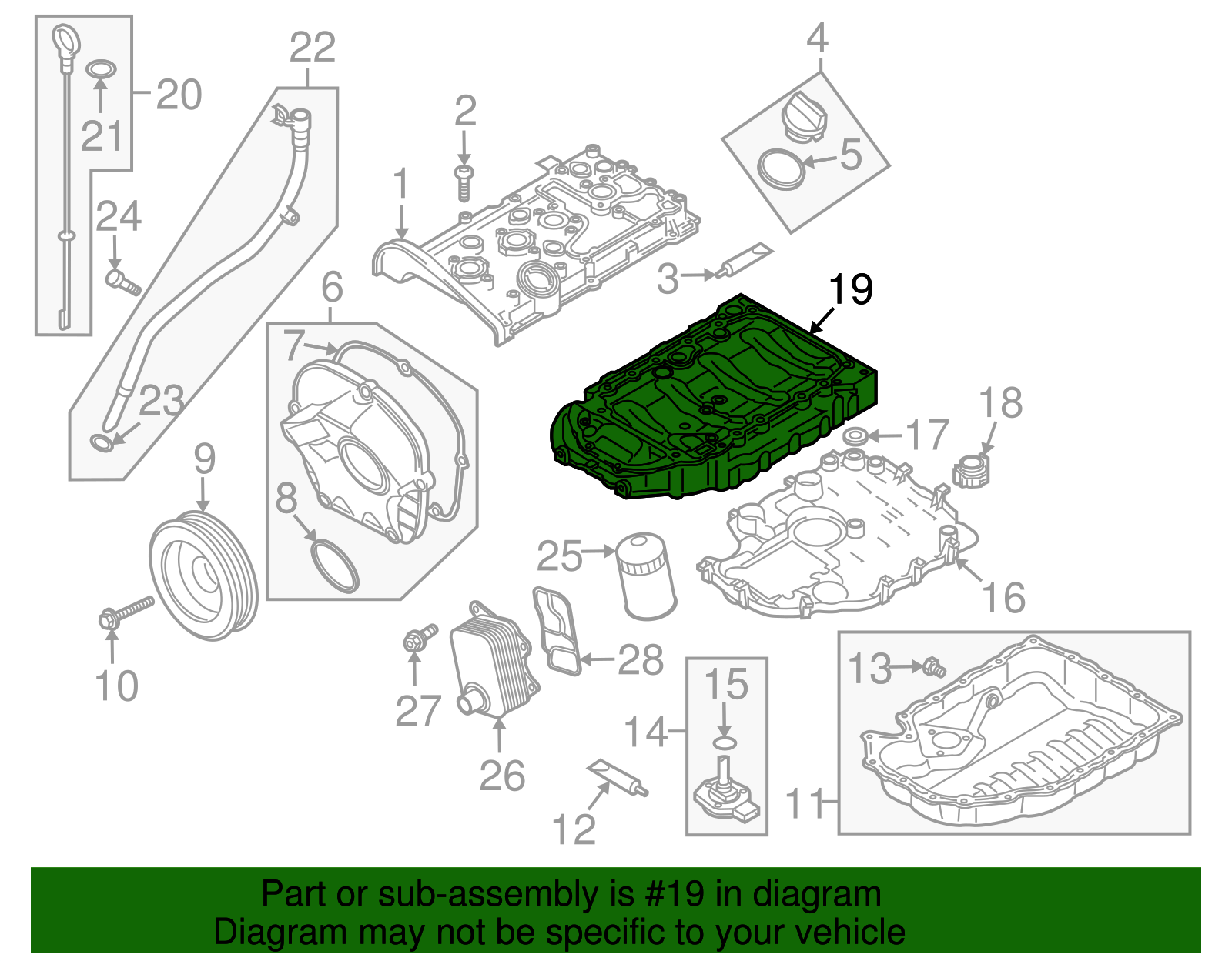 2011-2015 Audi TT Quattro Upper Oil Pan 06J-103-603-BF | Audi USA Parts