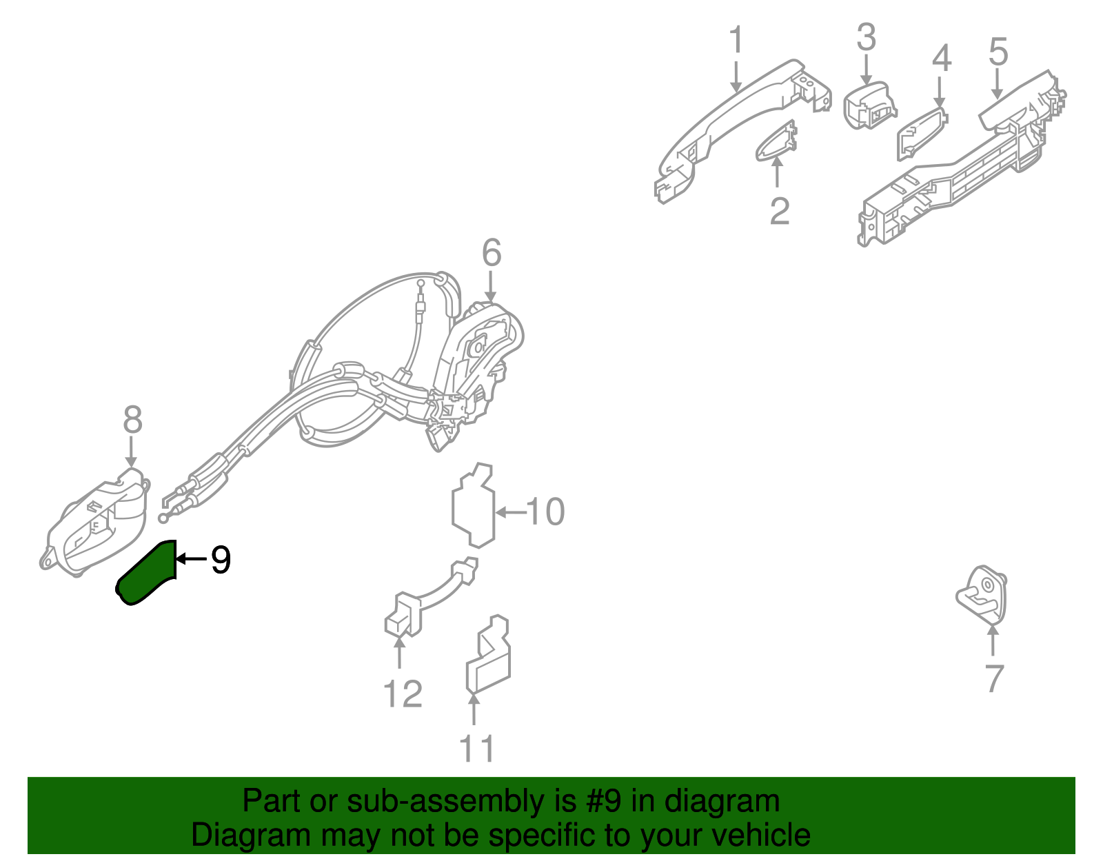 2015-2024 Nissan Murano Handle, Inside Cap 80676-5AA0B | Boro Nissan Parts