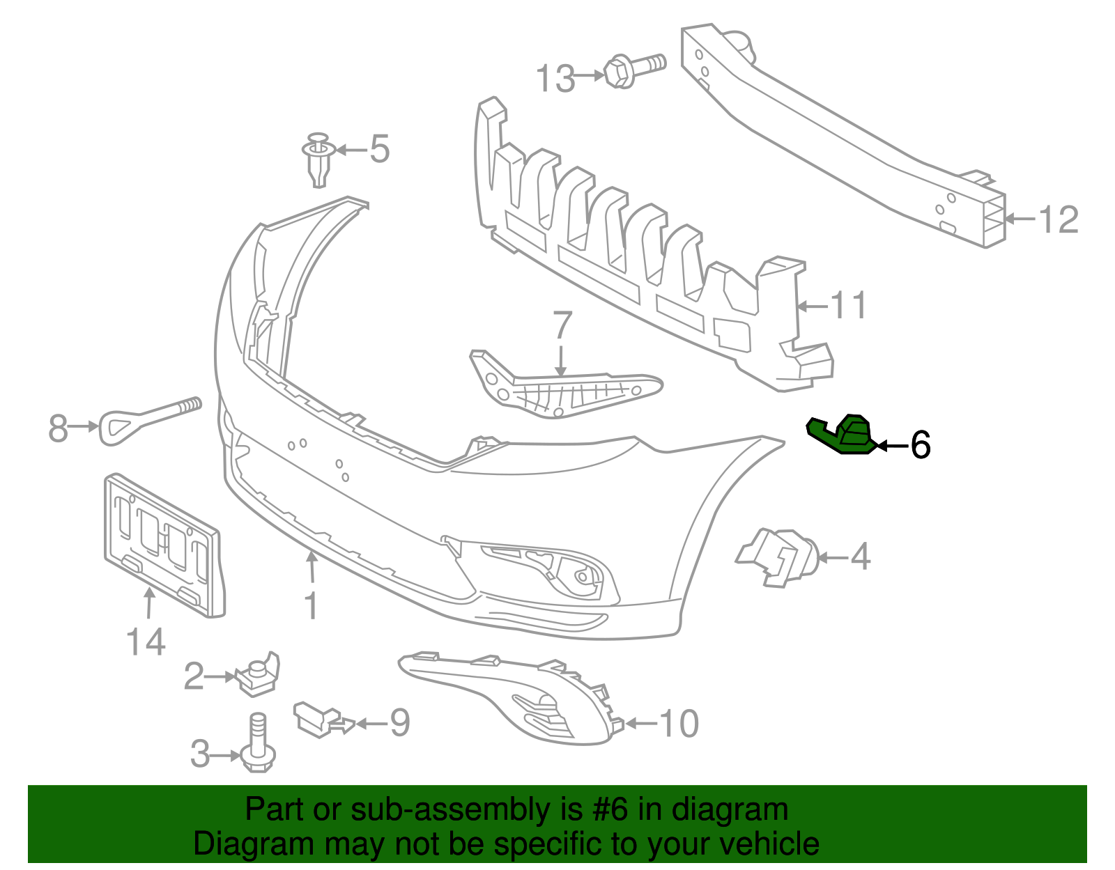 2011-2013 Toyota Highlander Bumper Cover Upper Retainer 52522-0E010 ...