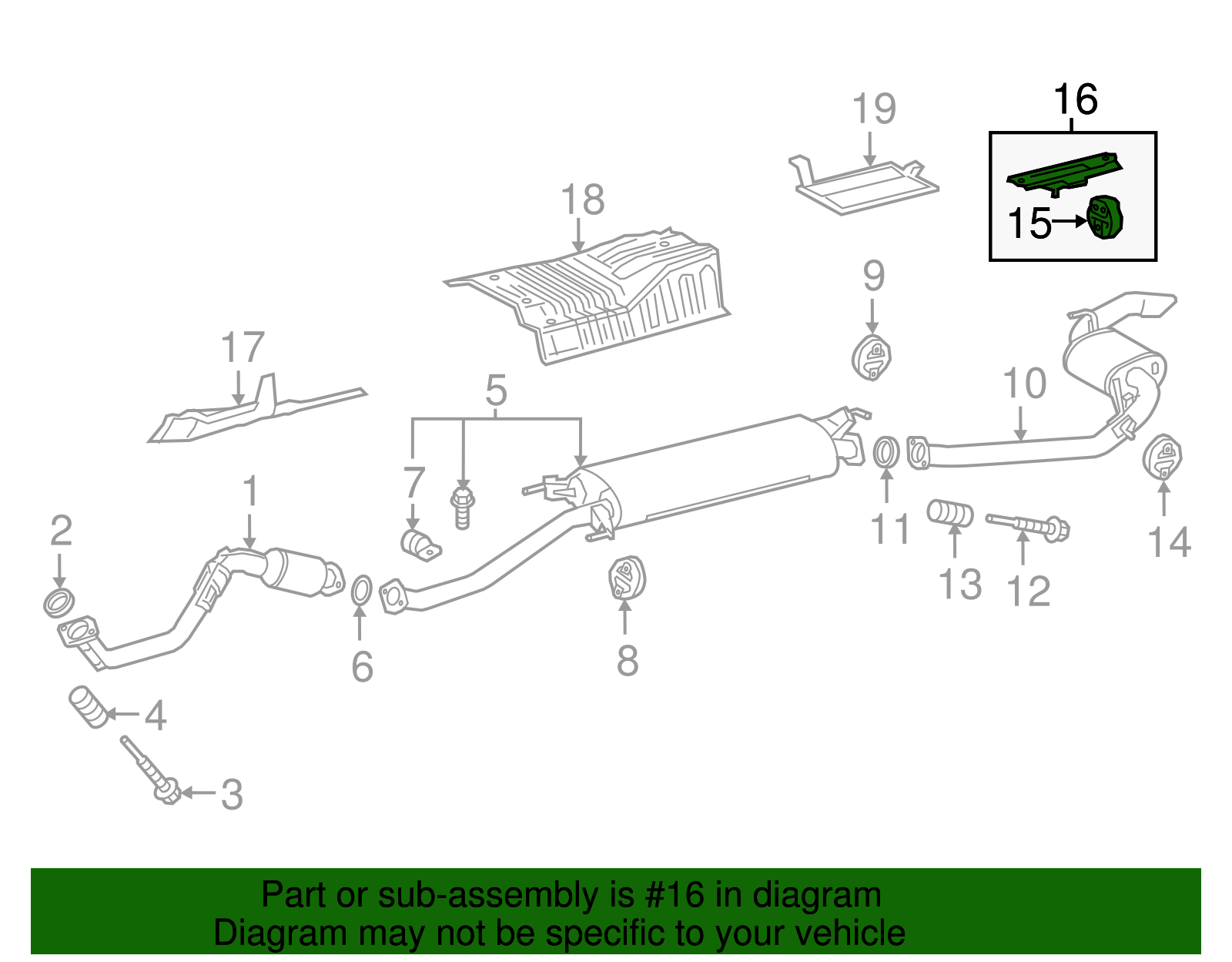 17575-36030 - Muffler & Pipe Support Bracket - 2015-2020 Lexus NX300h ...